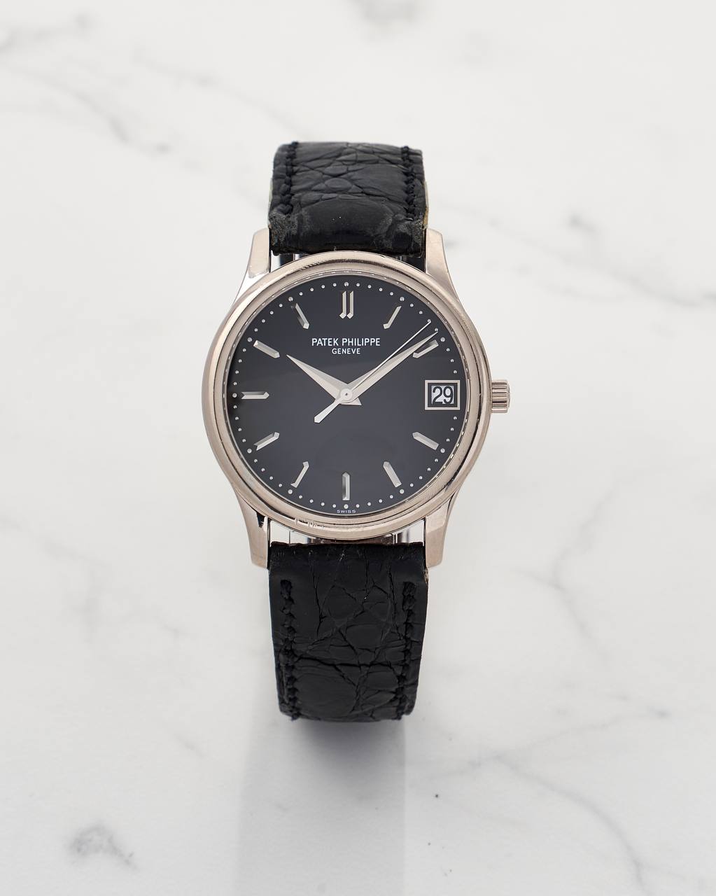 Patek Philippe Calatrava 3998 White Gold. Браслет - Черный/Кожа ...