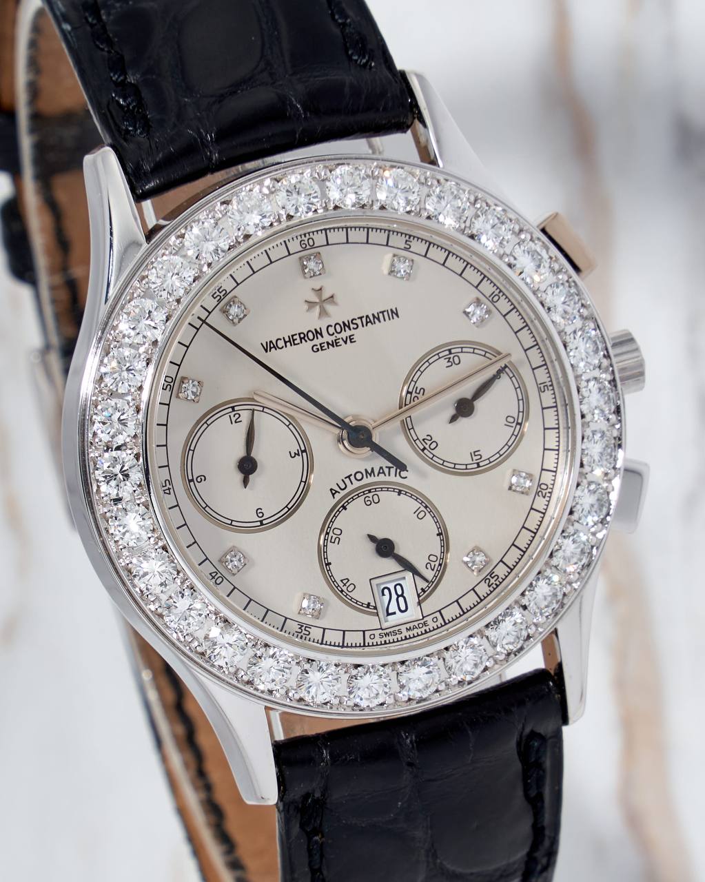 Vacheron Constantin LE 25pcs 49503 White Gold. Браслет - Черный/Кожа аллигатора. Застежка с ...