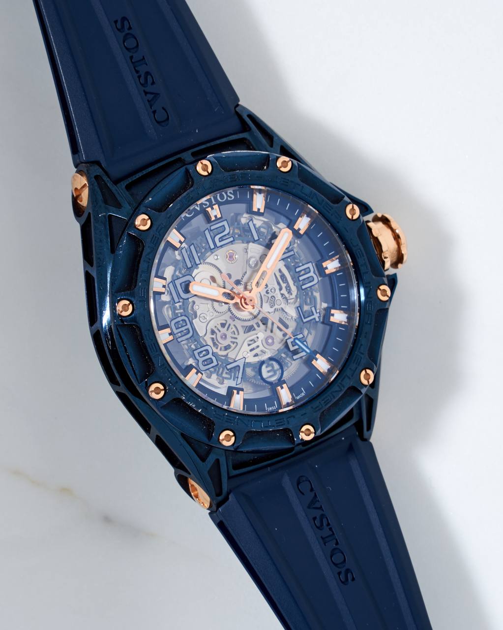 Cvstos Jetliner SL Challenge - R45. Браслет - Синий/Каучук. Двойной сложности застежка.